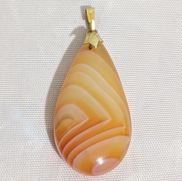 Vintage | Jewelry | Vintage Orange White Stone Or Glass Pendant | Poshmark